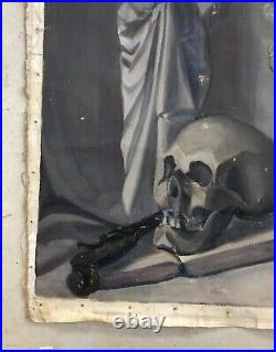 Tableau ancien, Nature Morte à La Vanité, Huile Sur Toile, Peinture ...